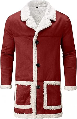 Men's Red Faux Shearling Coat, Warm Winter Jacket – The Jacket Seller