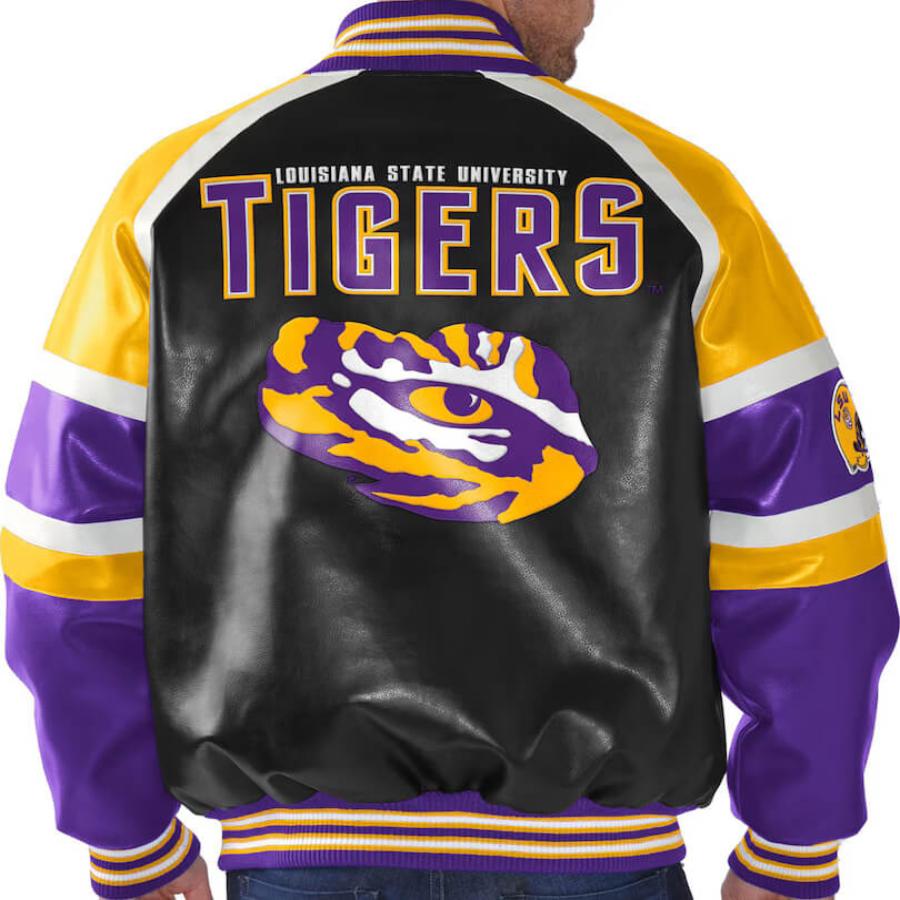 Shop Sports LSU Tigers Defense Pleather Leather Varsity Jacket | NCAA ...