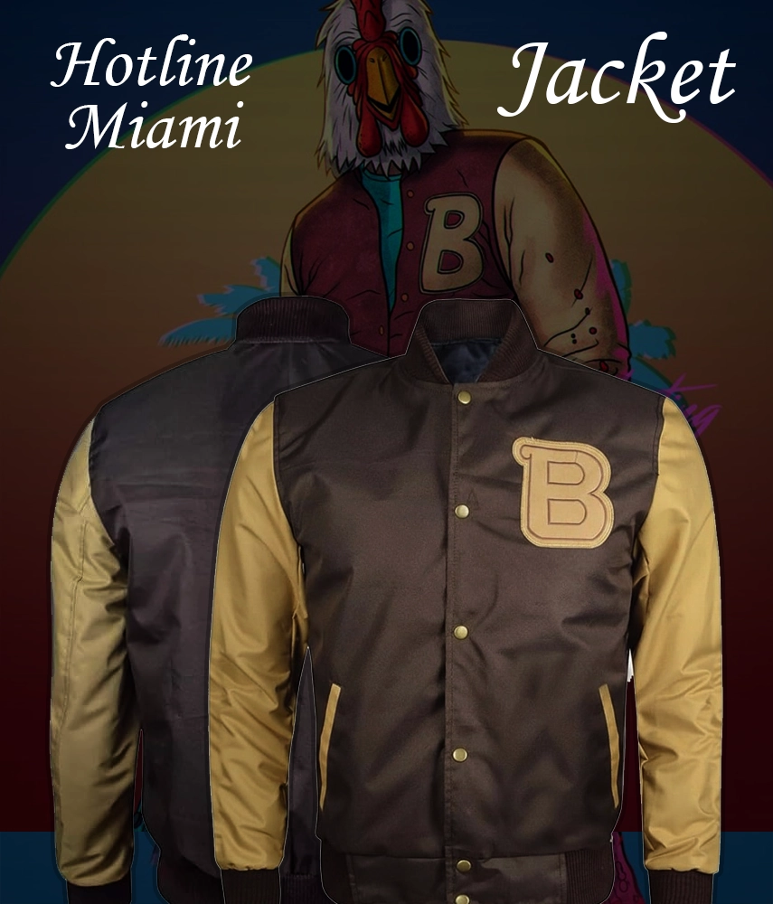 Hotline Miami Brown Varsity Bomber Jacket – The Jacket Seller