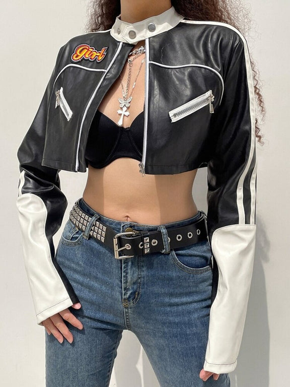 Shop Women's Cropped Moto Biker Street Style Jacket – The Jacket Seller