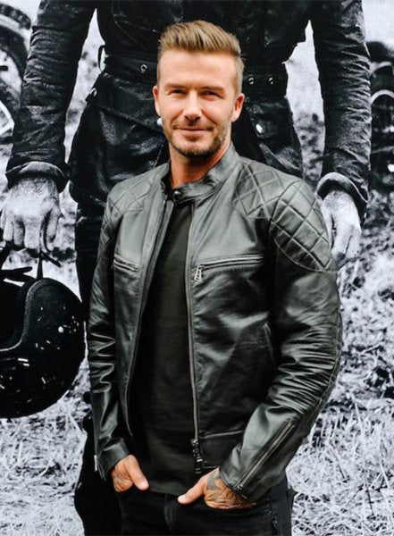 David Beckham Black Stylish Leather Jacket by TJS – The Jacket Seller