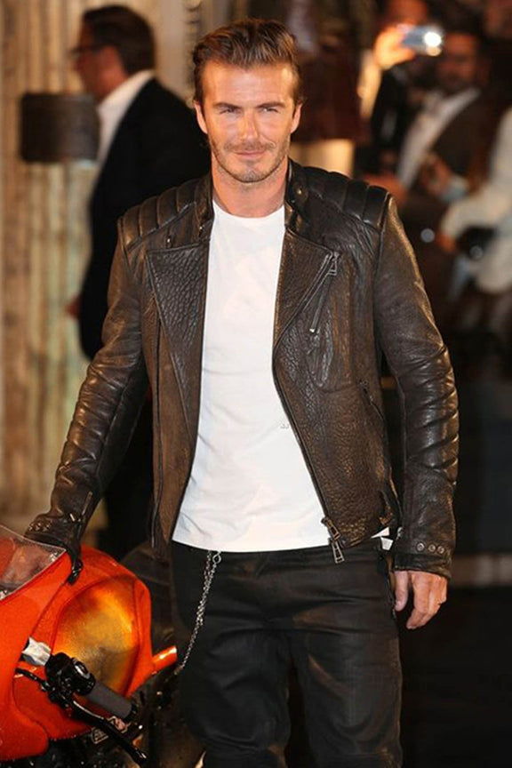 Shop David Beckham Leather Jacket with Paddings – The Jacket Seller